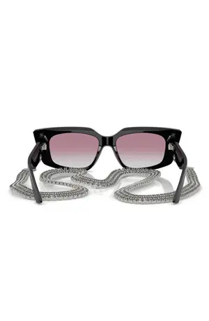 JIMMY CHOO 52mm Embellished Cat Eye Sunglasses - Black/clear Gradient