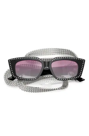 JIMMY CHOO 52mm Embellished Cat Eye Sunglasses - Black/clear Gradient