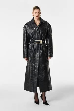 Revolve Nikita Leather Coat With Croc Embossing