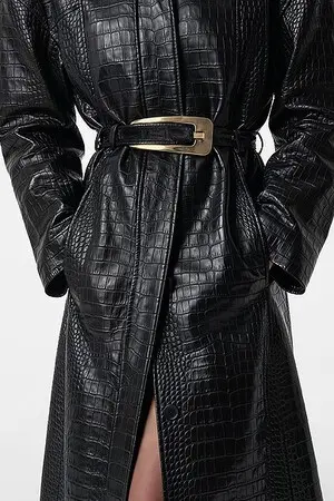 Revolve Nikita Leather Coat With Croc Embossing