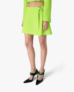 Casablanca A-line Crepe Mini Skirt With Belted Detail