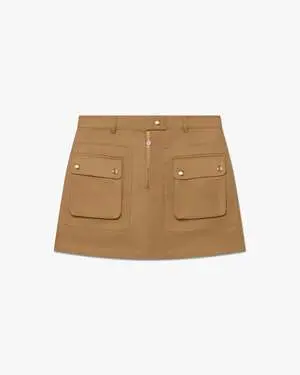 Casablanca Beige Cotton Pocket Mini Skirt - Multicolor