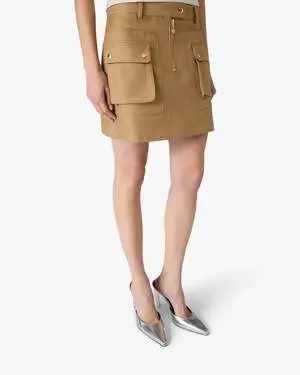 Casablanca Beige Cotton Pocket Mini Skirt - Multicolor