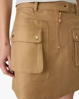 Casablanca Beige Cotton Pocket Mini Skirt - Multicolor