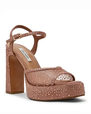 Steve Madden Liandra Rhinestone Platform Sandals - Mocha