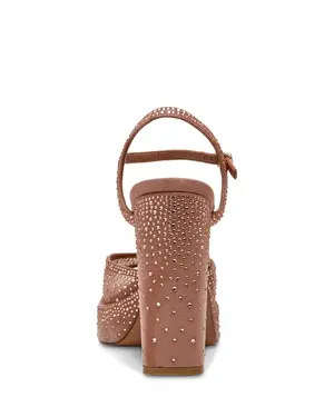 Steve Madden Liandra Rhinestone Platform Sandals - Mocha