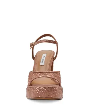 Steve Madden Liandra Rhinestone Platform Sandals - Mocha