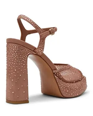 Steve Madden Liandra Rhinestone Platform Sandals - Mocha
