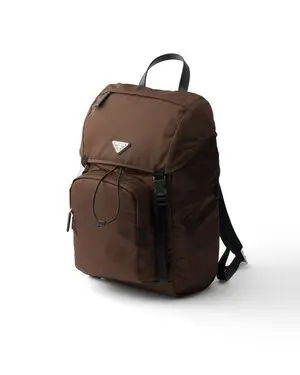 Prada Re-nylon And Saffiano Leather Backpack - Brown