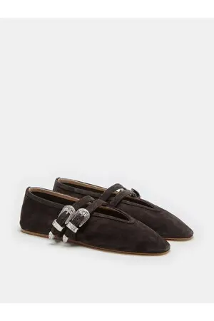 Le Monde Beryl Ballet Claudia Slipper In Pepper Suede - Red