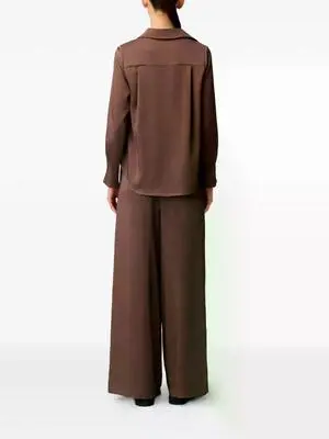 Claudie Pierlot Long Sleeve Blouse With Open Lapel Collar - Brown