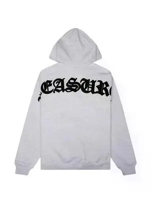 PLEASURES Embroidered Zip Up Hoodie - Grey