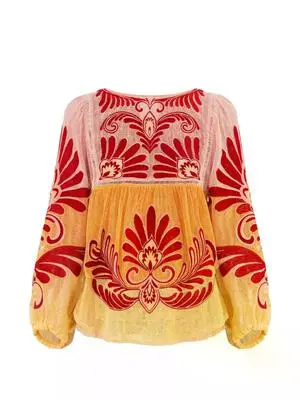 Farm Rio Floral Print Tie Blouse