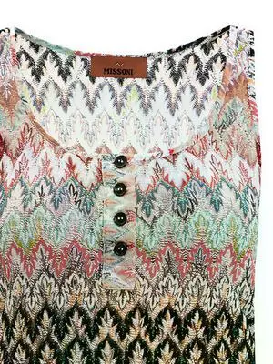 Missoni Patterned Button Sleeveless Top