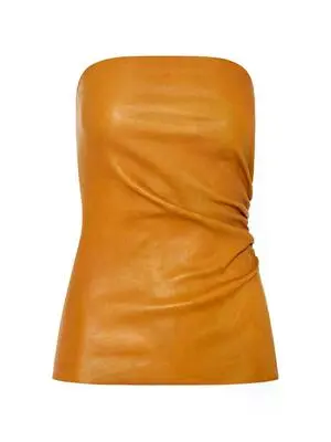 Stouls Gathered Leather Top - Orange