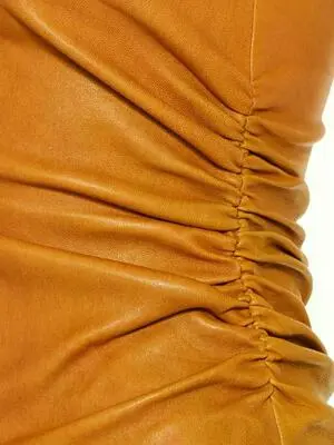 Stouls Gathered Leather Top - Orange