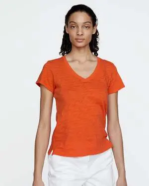 ATM Anthony Thomas Melillo Slub Jersey Schoolboy V-neck T-shirt - Tomato