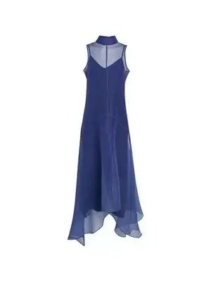 Staud Sheer Panel Midi Dress - Blue