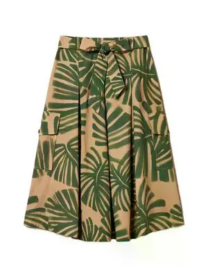 TWINSET Belted Midi Skirt With Jungle Print