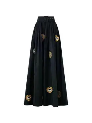 Camilla Belted Taffeta Skirt