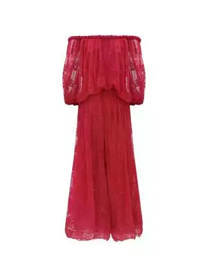 Zimmermann Luna Braided Lace Maxi Dress - Red