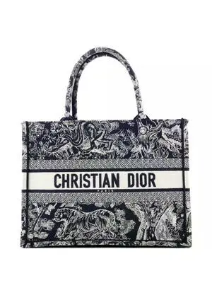 Dior Book Embroidered Canvas Medium Tote Bag - Blue