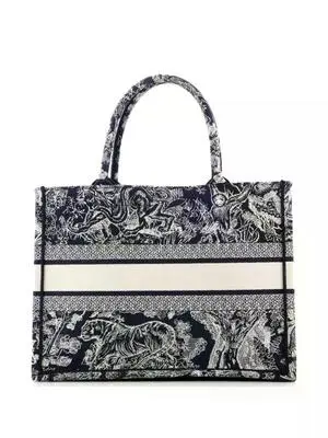 Dior Book Embroidered Canvas Medium Tote Bag - Blue