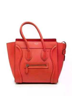 Celine 2014 Micro Leather Luggage Tote Handbag - Orange