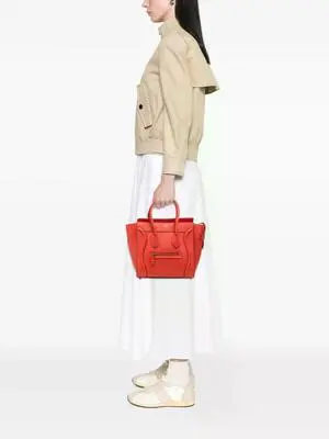 Celine 2014 Micro Leather Luggage Tote Handbag - Orange