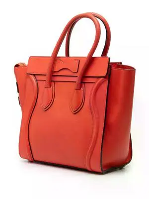 Celine 2014 Micro Leather Luggage Tote Handbag - Orange