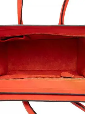 Celine 2014 Micro Leather Luggage Tote Handbag - Orange