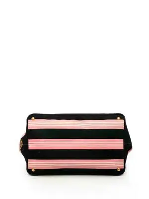 Prada Large Canapa Righe Striped Satchel - Pink