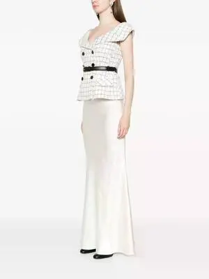 SELF-PORTRAIT Button Belted Maxi Dress