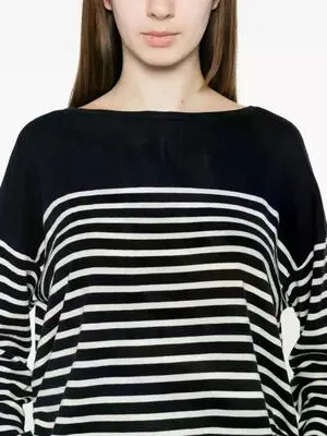 C.T.PLAGE Striped Long-sleeve Sweater - Blue