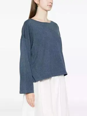 C.T.PLAGE Boat-neck Long-sleeve Sweater - Blue