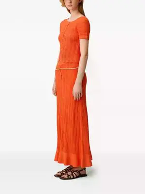 Claudie Pierlot Short Sleeve Crochet Top - Orange