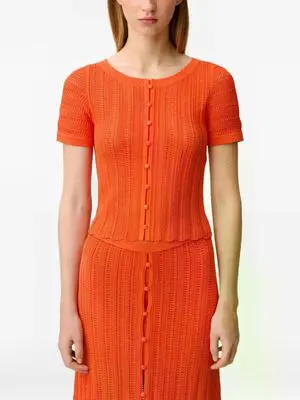 Claudie Pierlot Short Sleeve Crochet Top - Orange
