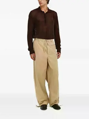 FERRAGAMO Cotton And Silk Baggy Trousers - Neutrals