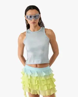 Casablanca Silver-plated Ribbed Tank Top