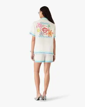 Casablanca Floral Cc Smile Monogram Jacquard Silk Shorts