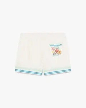 Casablanca Floral Cc Smile Monogram Jacquard Silk Shorts