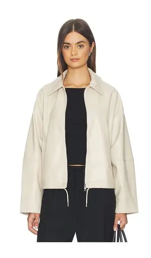 Apparis Ada Zip-up Leather Jacket - Latte