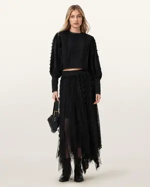 ALLSAINTS Vashtie Lace Maxi Skirt - Black