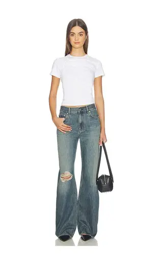 Good American Super Stretch Twist Tee Shirt - White001