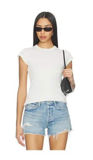 AGOLDE Edison Ribbed Jersey Tee - Bone