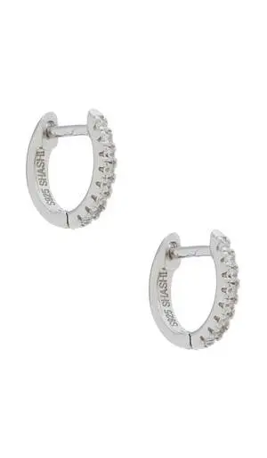 Shashi Micro Pave Huggie Earrings - Silver