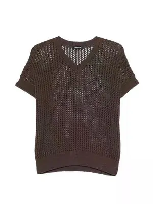 ANNE CLAIRE V-neck Open-knit Jacket
