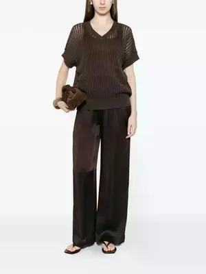 ANNE CLAIRE V-neck Open-knit Jacket