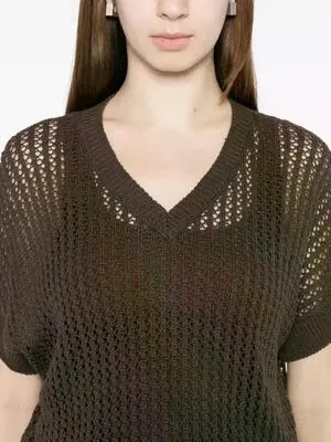 ANNE CLAIRE V-neck Open-knit Jacket