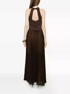 TWINSET Crochet Pleated Maxi Dress - Brown